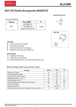 SL3139T MOSFET Datasheet Pdf Equivalent Cross Reference Search