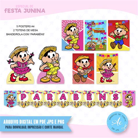 Arquivo Kit Festa Junina Turma Da Mônica 3 Arquivo De Corte