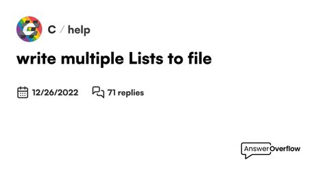 Write Multiple Lists To File C