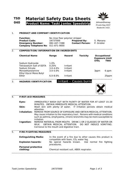 Material Safety Data Sheets