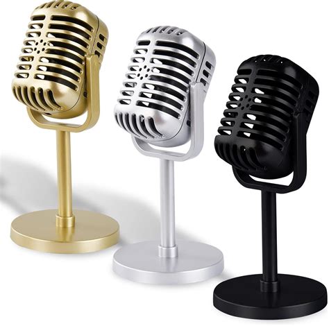 Tounalker 3pcs Retro Microphone Props Model Vintage