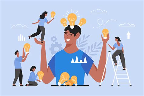 창의적인 아이디어 사업 개념을 브레인스토밍합니다 사업가의 머리에서 전구를 수집하는 사람들의 팀워크의 현대 벡터 삽화 교육에 대한 스톡 벡터 아트 및 기타 이미지 Istock