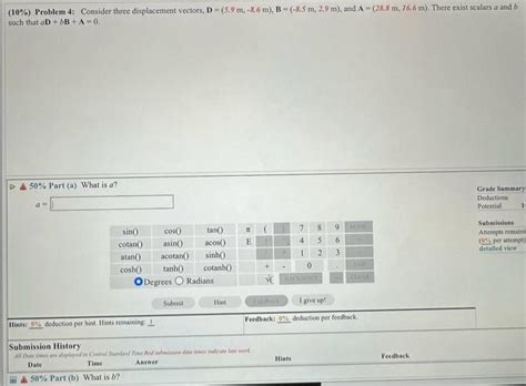 Solved 10 Problem 4 Consider Three Displacement