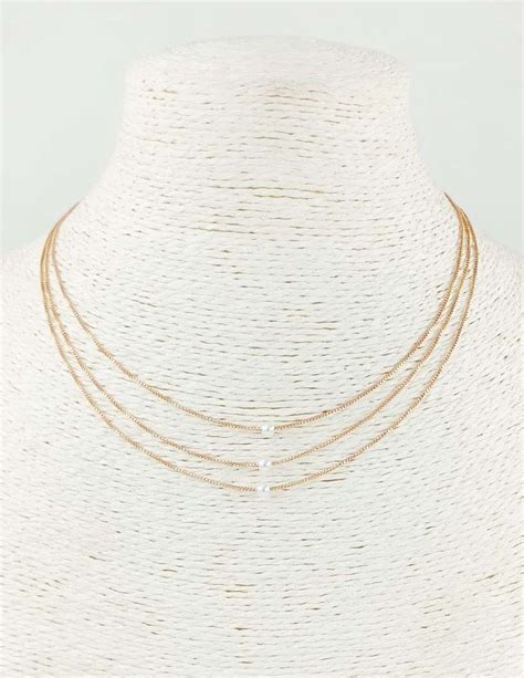 Triple Layered Gold Chain With Small Pearl Beaded 16 18 Necklace