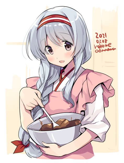 Safebooru 1girl D Alternate Hairstyle Apron Blush Bowl Braid Brown Eyes Chocolate Cropped
