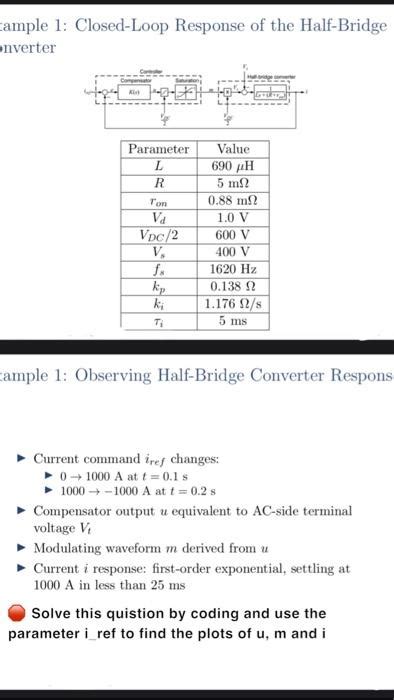 solved ample 1 closed loop response of the half bridge