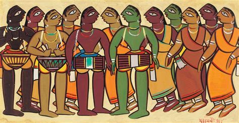 Jamini Roy Santhal Musicians And Dancers Life Size Posters By