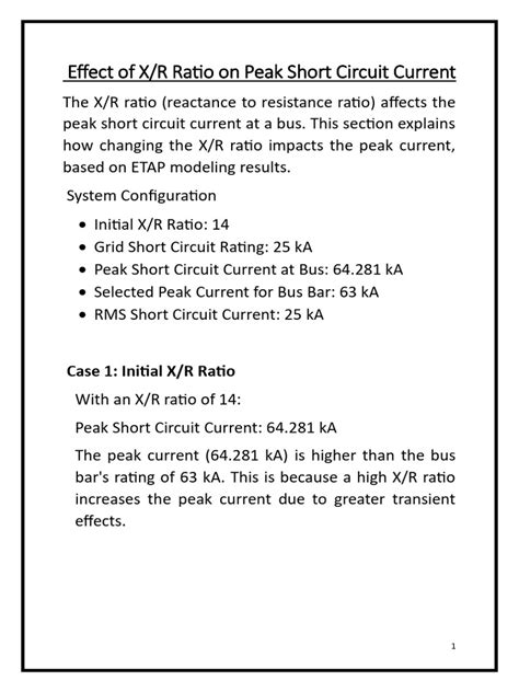 Effect Of X R Ratio On Peak Short Circuit Current Pdf