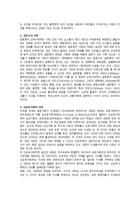 교육사회학의 경쟁하는 이론들기능주의 이론 갈등주의 이론 신교육사회학 이론에 대하여 핵심내용을 작성하고 3개의 이론을 상호 비교하여 설명하시오