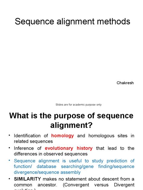 Sequence Alignment Methods Final Pdf Sequence Alignment Homology Biology