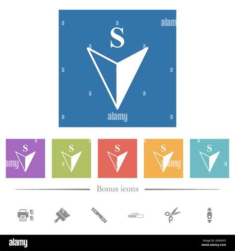 South Compass Direction Flat White Icons In Square Backgrounds 6 Bonus