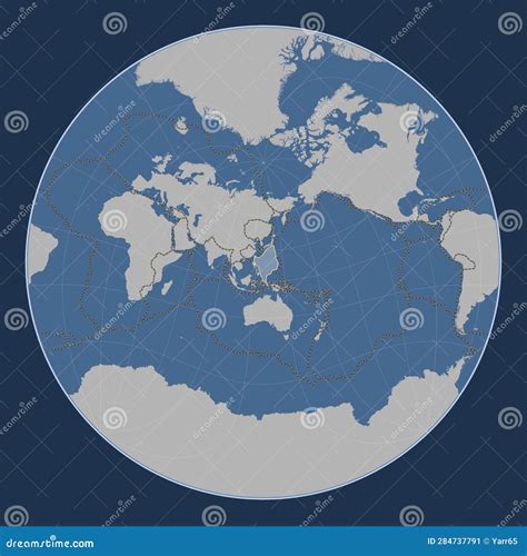 Philippine Sea Tectonic Plate Contour Lagrange Oblique Bounda Stock Illustration