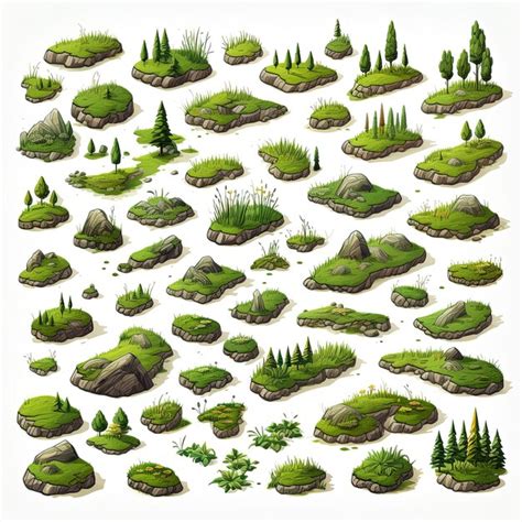 Isometric Green Grass Premium Ai Generated Image