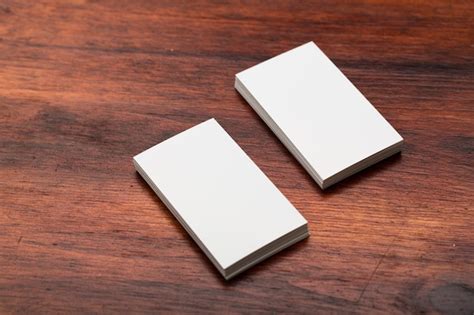 Premium Photo Card Business Blank Mockup Stack Name Wood