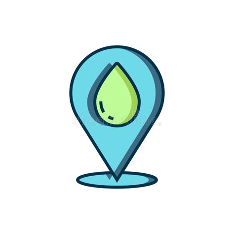 Filled Outline Water Drop With Location Icon Isolated On White Background Flat Filled Outline