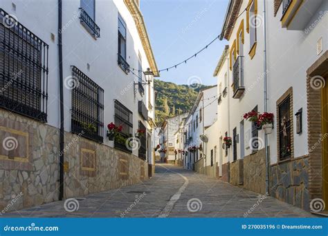 Street View Of The Beautiful Village Of Jimena De Libar Andalucia