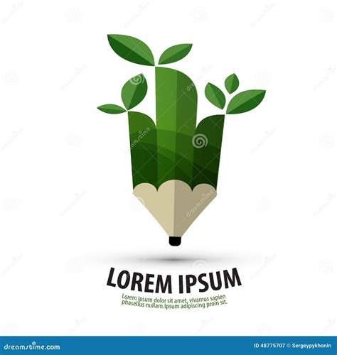 Pencil Vector Logo Design Template Ecology Or Stock Vector