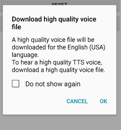 Android Tts How To Prevent Popup Asking About High Quality File Stack Overflow
