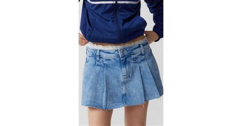 Urban Outfitters Uo Mia Denim Pleated Skort In Blue Lyst
