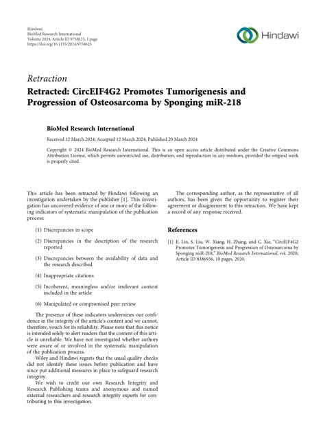 PDF Retracted CircEIF4G2 Promotes Tumorigenesis And Progression Of