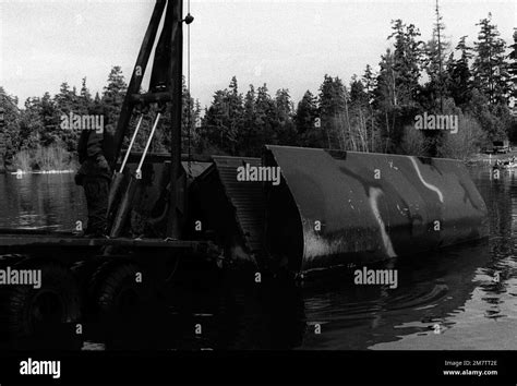 Ssgt Michael White 15th Engineer Battalion Watches As A Ribbon Bridge Bay Unfolds After Being