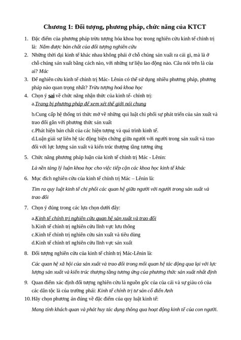 Kinh Tế Chính Trị Trắc Nghiệm Schemes And Mind Maps Economics Docsity