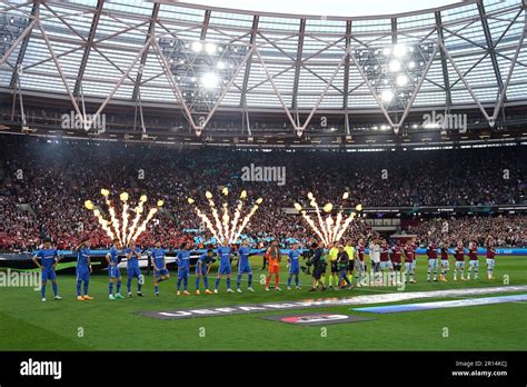 London Uk 11052023 Line Up During The Uefa Conference League Semi