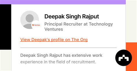 Deepak Singh Rajput Principal Recruiter At Technology Ventures The Org