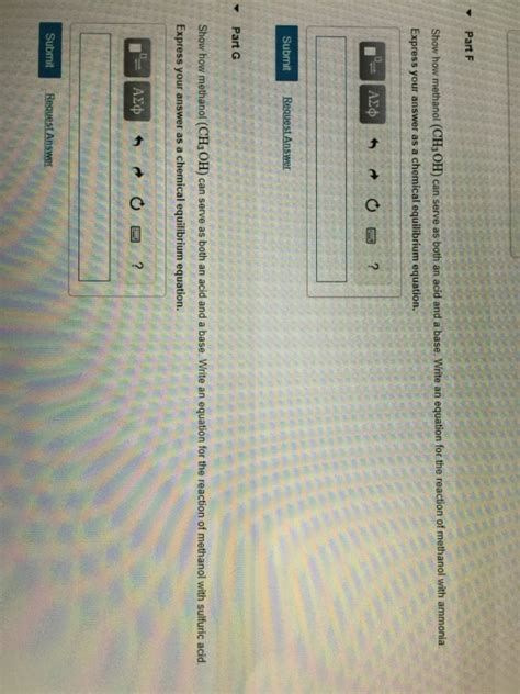 Solved Part F Show How Methanol CH OH Can Serve As Both Chegg Com