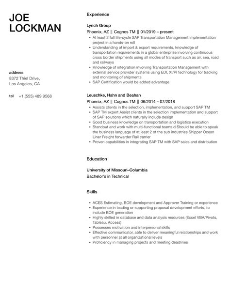 Cognos TM Resume Samples Velvet Jobs