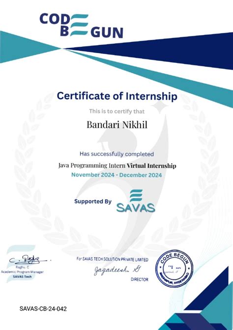 codebegun internship javaprogramming careerdevelopment nikhil nick