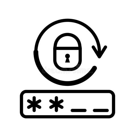 Password Flat Line Icon Login Security Sign Stock Vector