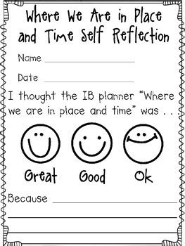 IB Transdisciplinary Theme Self Reflection Sheet By Welcome To Room