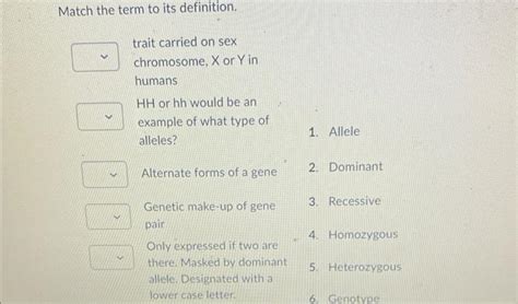 Solved Match The Term To Its Definition Trait Carried On
