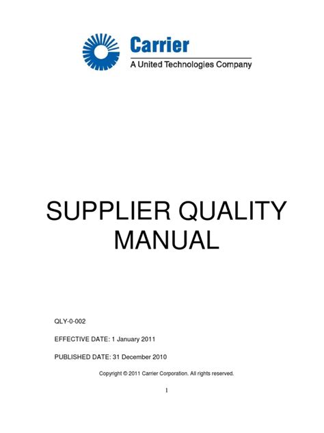 Supplier Quality Manual Template