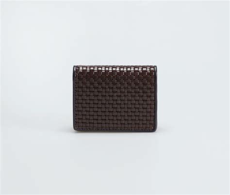 Leather Mini Purse Card Holder Buna Java Tresse