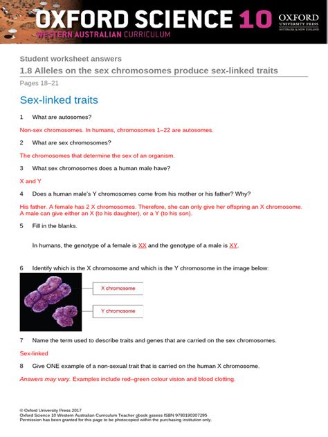 Sex Linked Oxford Answers Pdf Genotype Genetics