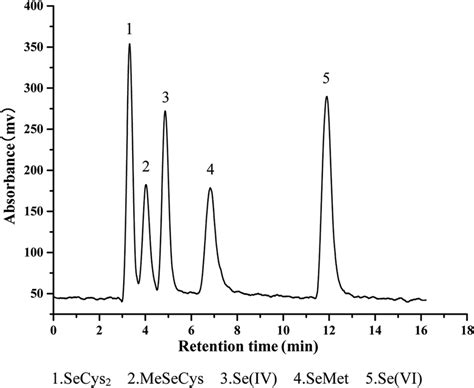 The Chromatogram Of Different Selenium Forms Mixed In A Standard Solution Download Scientific