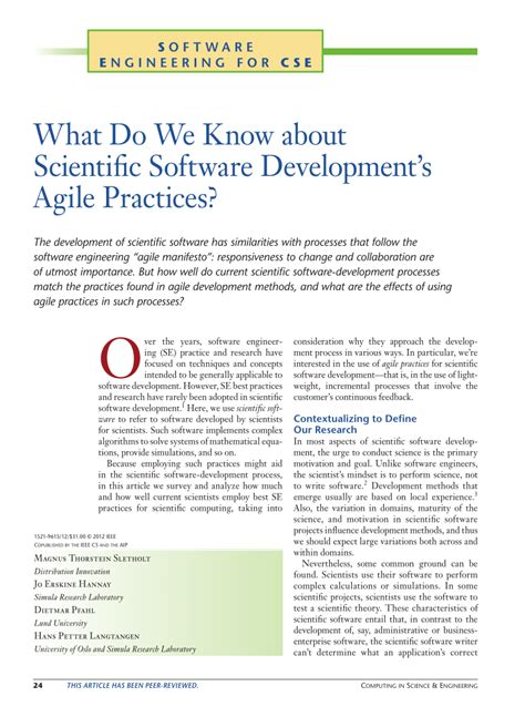 Pdf What Do We Know About Scientific Software Developments Agile