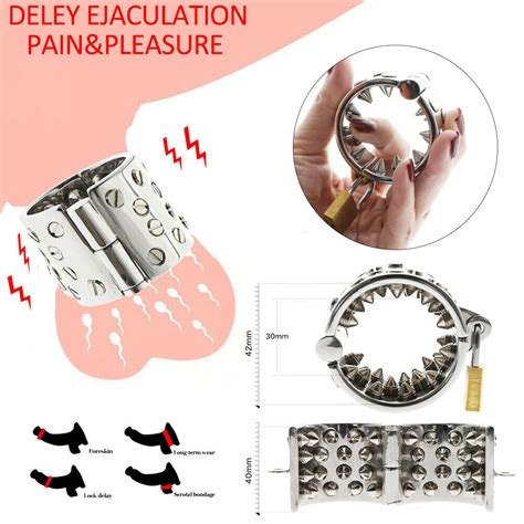 Male Metal Spike Ball Stretcher Chastity Device Scrotum Ring Lockable