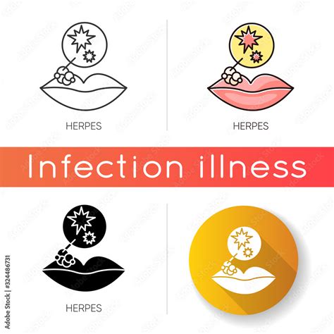 Herpes Icon Linear Black And Rgb Color Styles Viral Skin Infection