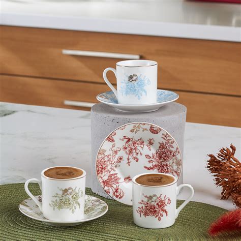 Karaca Grand Asorti 6 Person Kahve Fincani Turkish Coffee Set