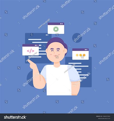 Man Learning Practicing Programming Skills Full Stock Vector Royalty Free