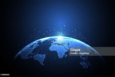 글로벌 네트워크 연결입니다 세계 지도 포인트와 라인 구성의 개념은 글로벌 비즈니스 벡터 일러스트 레이 션 지구본에 대한 스톡