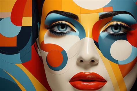 Premium Ai Image Abstract Modern Digital Art Of Women Portrait Made With Colorful Geometric Shapes