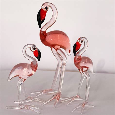 Art Glass Flamingo Figurine Glass Bird Collection Valentines Day