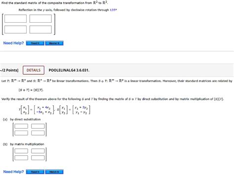 Solved Find The Standard Matrix Of The Composite Transformation From