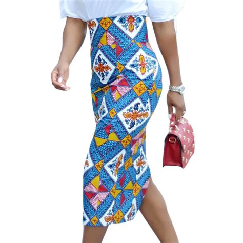 Sexy Stylish African Print High Waist Bodycon Pencil Midi Skirt Women