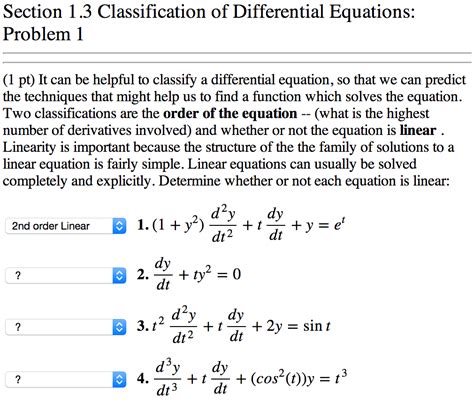 Solved Section Classification Of Differential Equatio Chegg