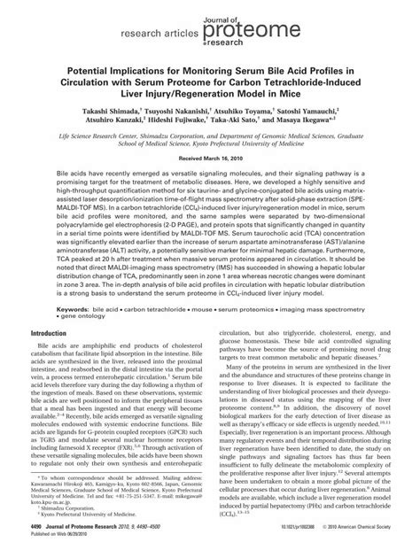 PDF Potential Implications For Monitoring Serum Bile Acid Profiles In
